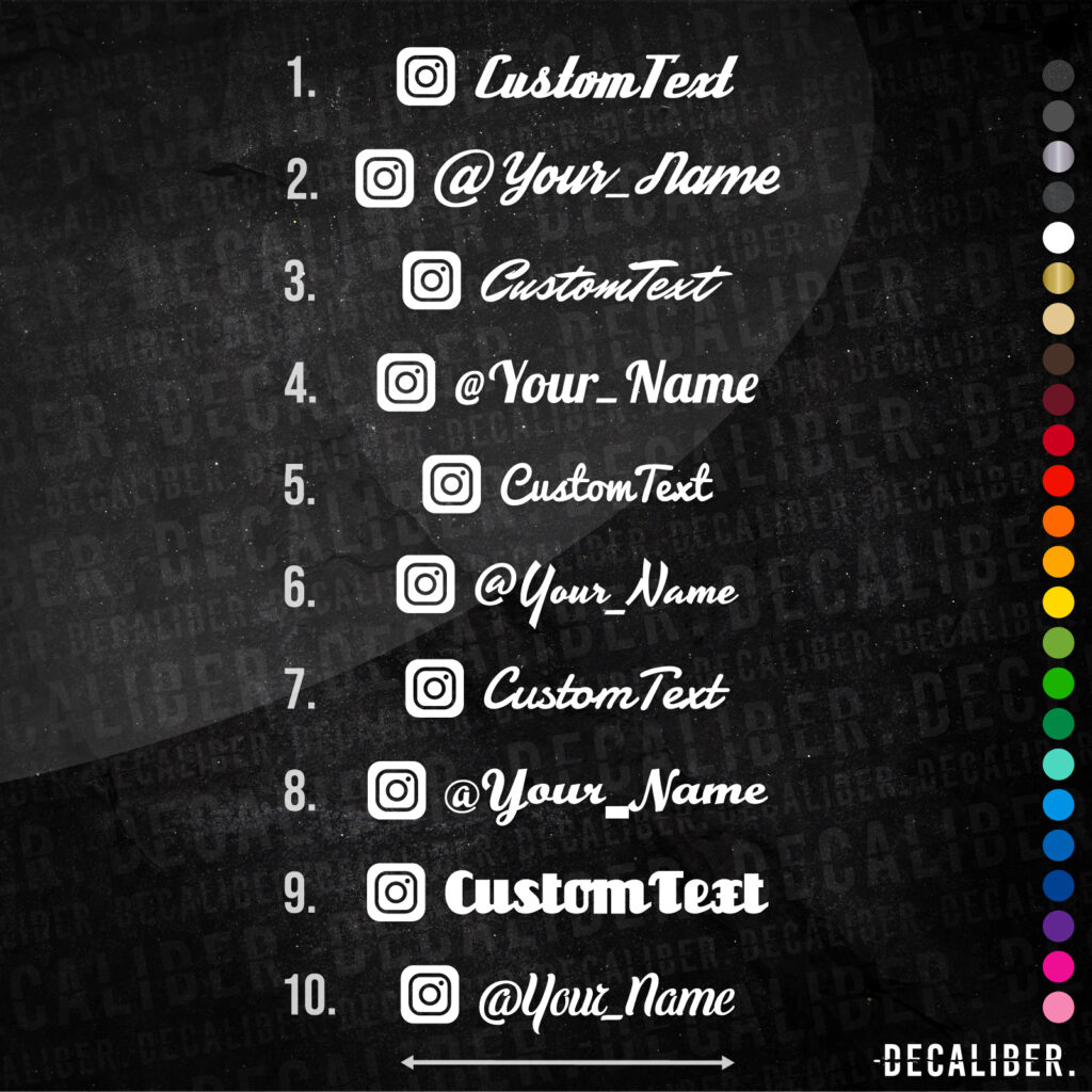 Custom Text Instagram Script Styles Sticker - Decaliber