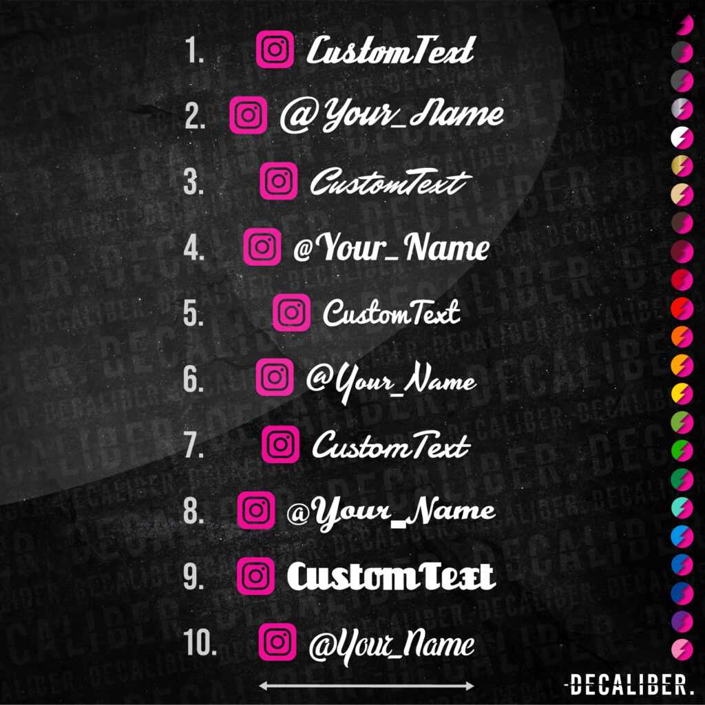 Custom Text Instagram Script Styles 2 Tone - Decaliber