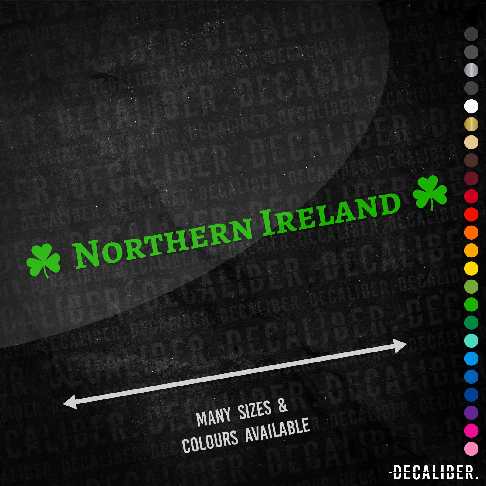 Northern Ireland with Shamrocks Long Sticker - Decaliber