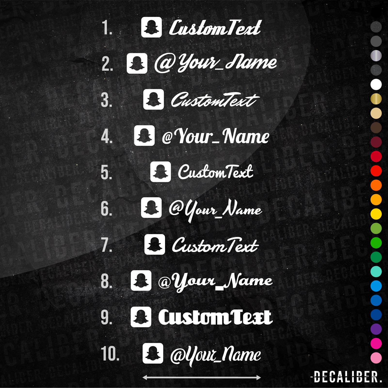 Custom Text Snapchat Script Styles Sticker - Decaliber
